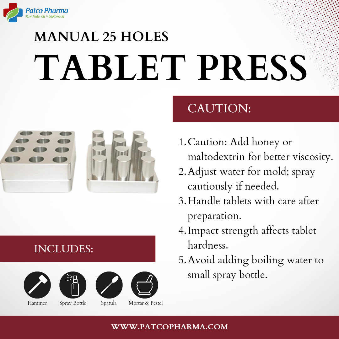 Manual Tablet Press: DIY Tablets at Home - 25 Holes Press – Patco ...