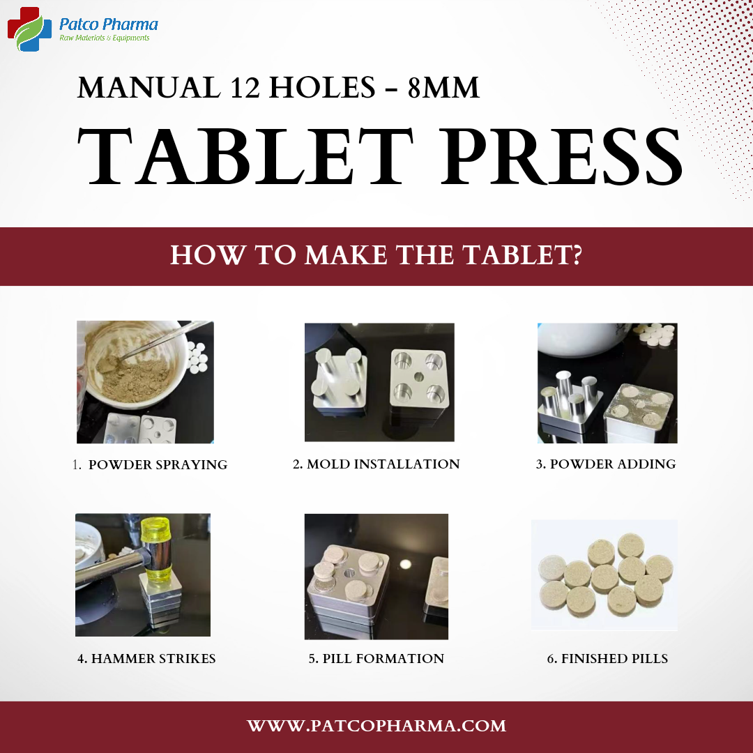 12-Punch 8mm Manual Tablet Maker – Patco Pharmaceuticals Pvt. Ltd.
