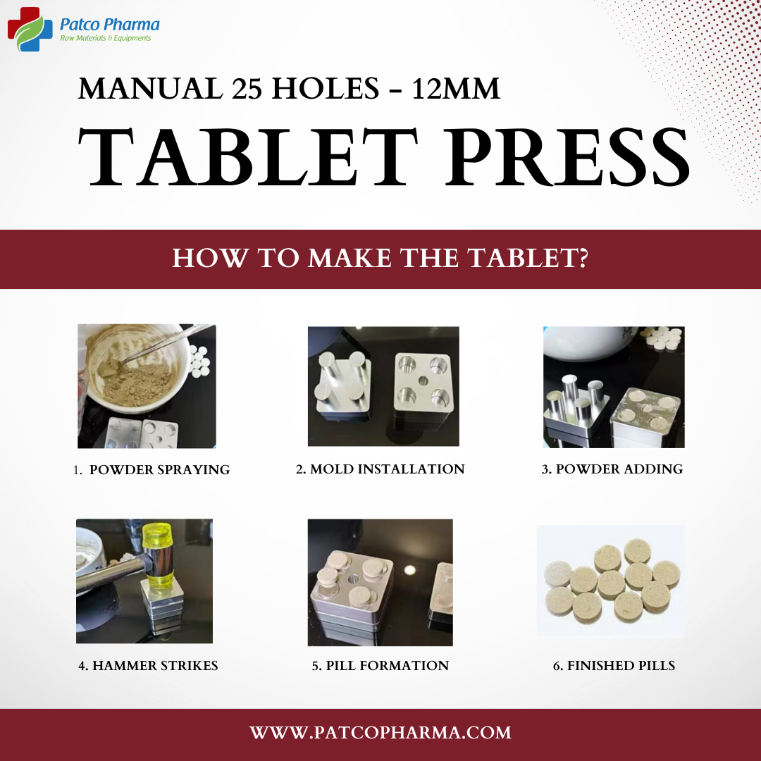 25 Holes 12mm Manual Tablet Press Machine – Patco Pharmaceuticals Pvt. Ltd.